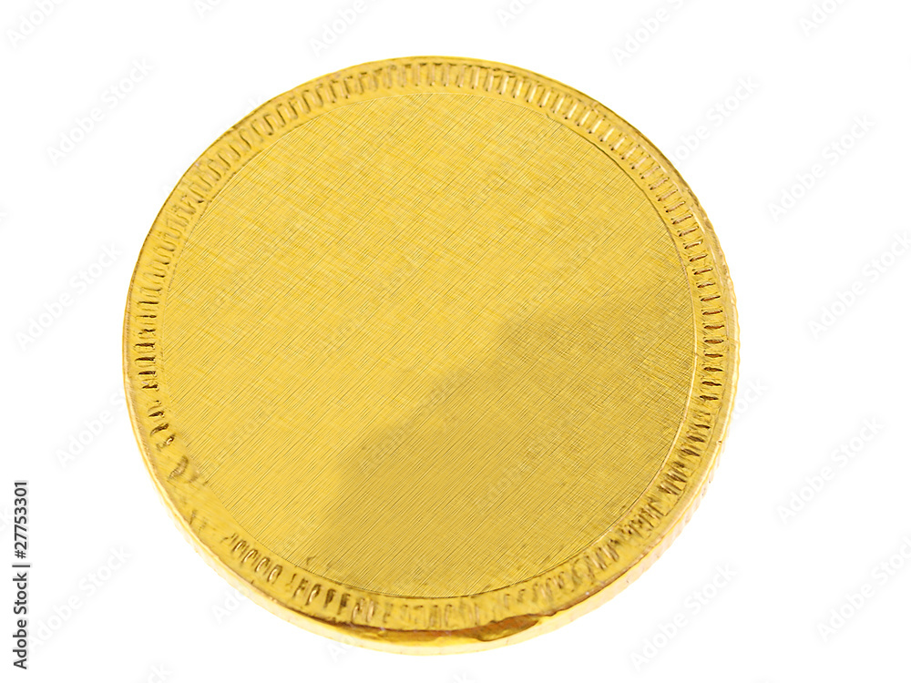 gold chocolate coin isolated on white background Stock Photo | Adobe Stock