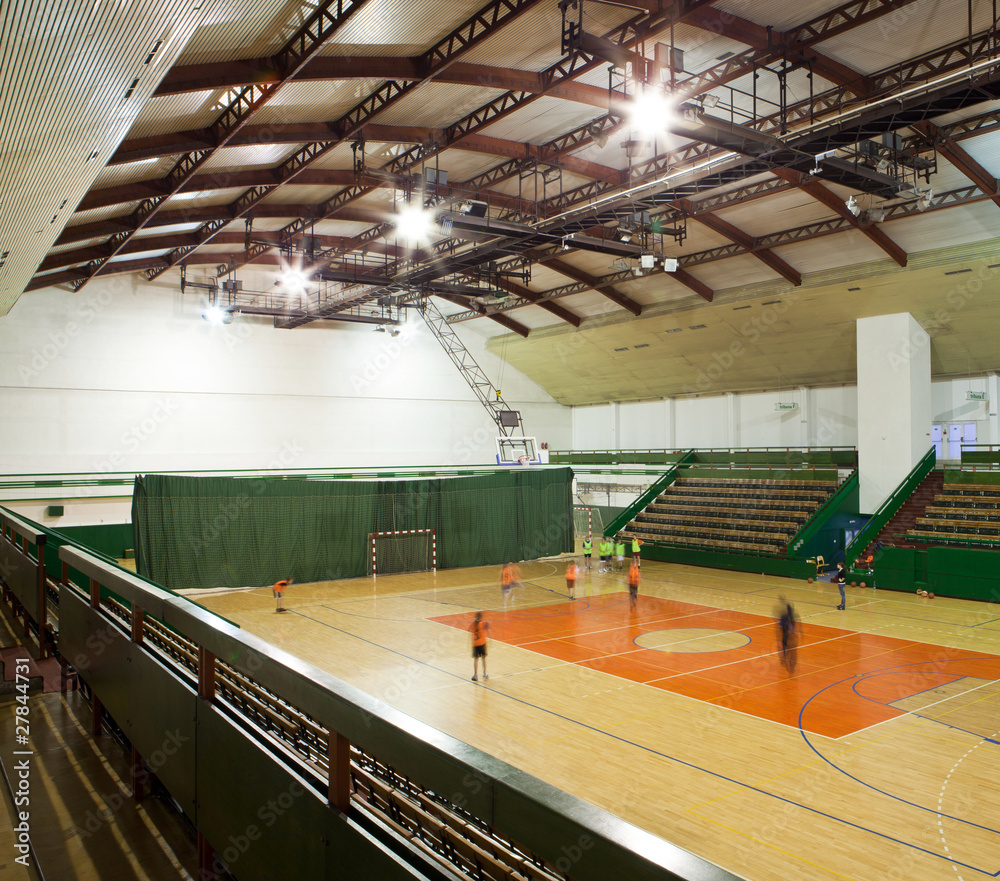 interior of a modern multifunctional gymnasium with young people Stock ...