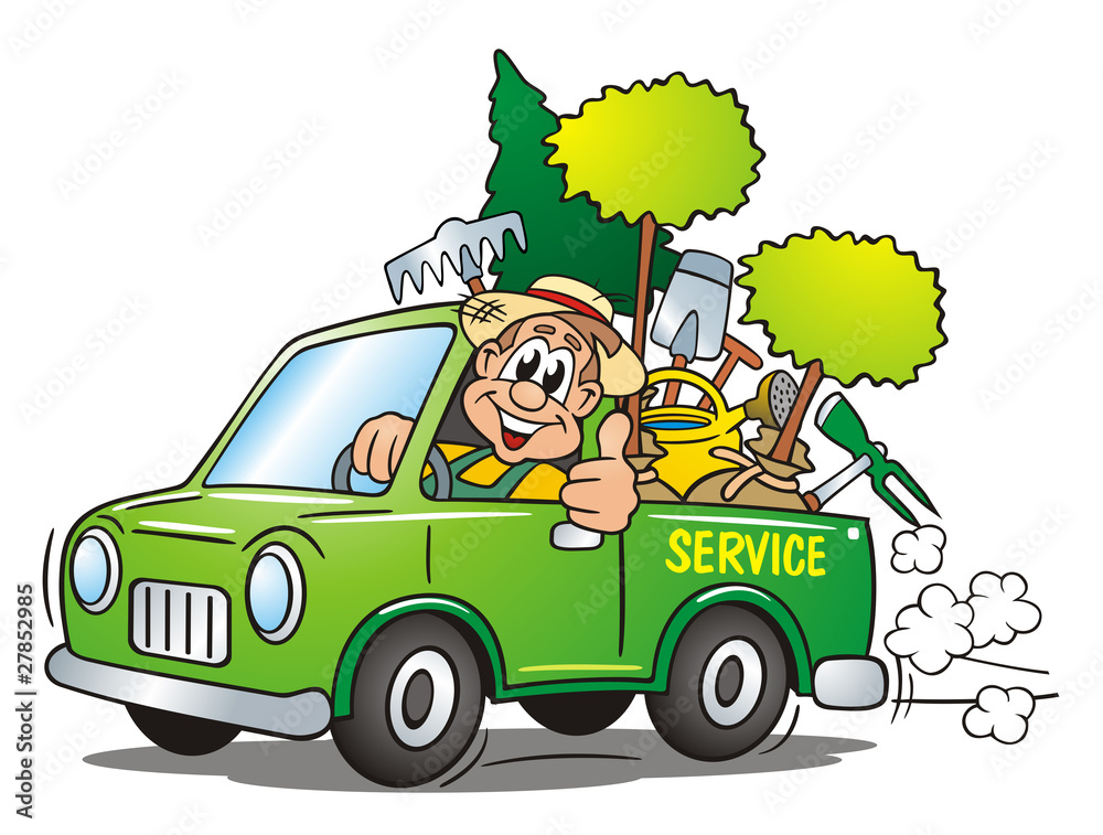 Gardener Service Van Stock Illustration | Adobe Stock