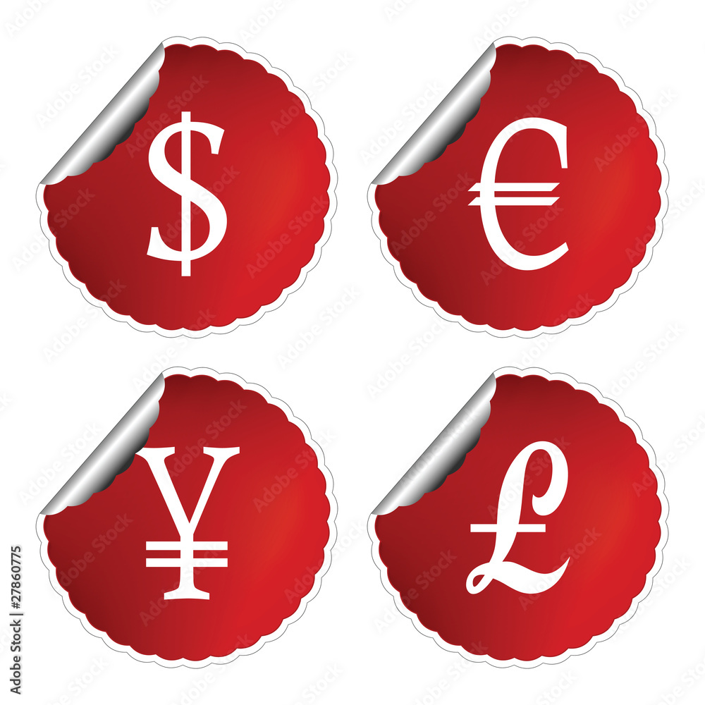 red labels with international currency symbols Stock Vector | Adobe Stock