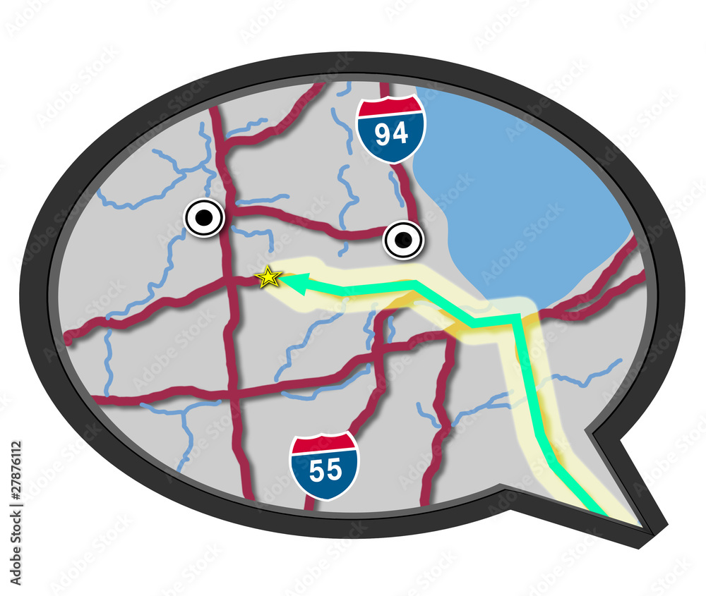 Asking for Directions - Map in Speech Bubble Stock Illustration | Adobe ...