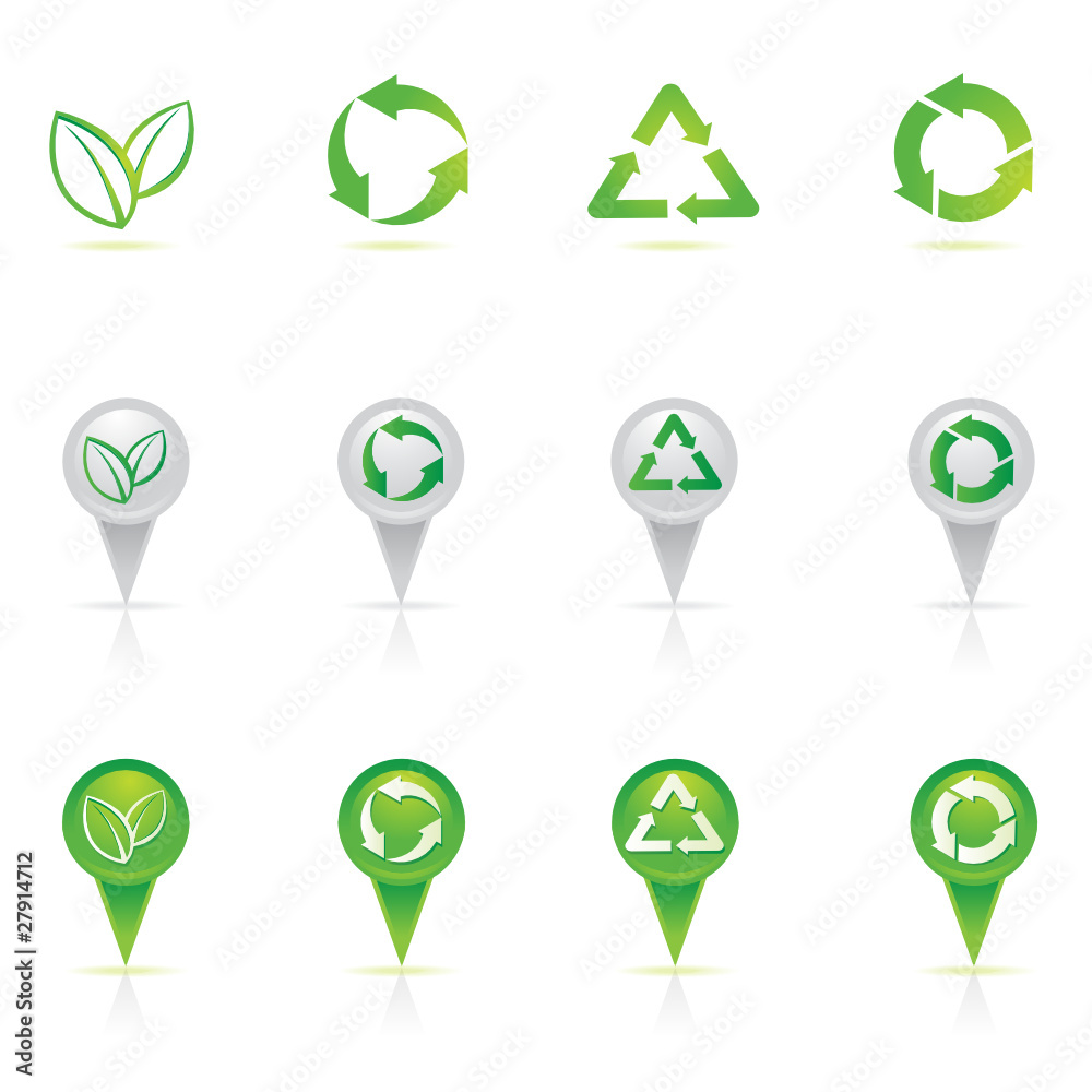 pictogrammes et boutons : ECO - BIO - recyclable Stock Vector | Adobe Stock