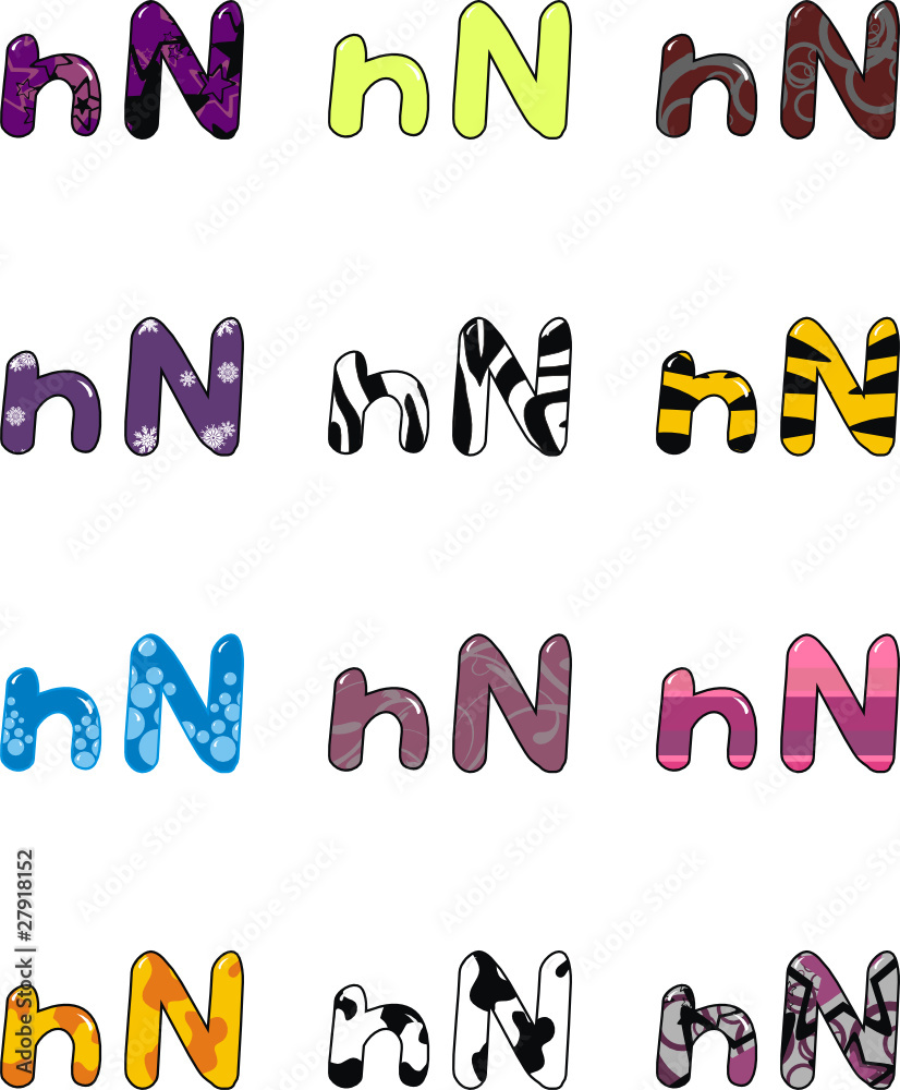 letter N cartoon pack in vector format Stock Vector | Adobe Stock