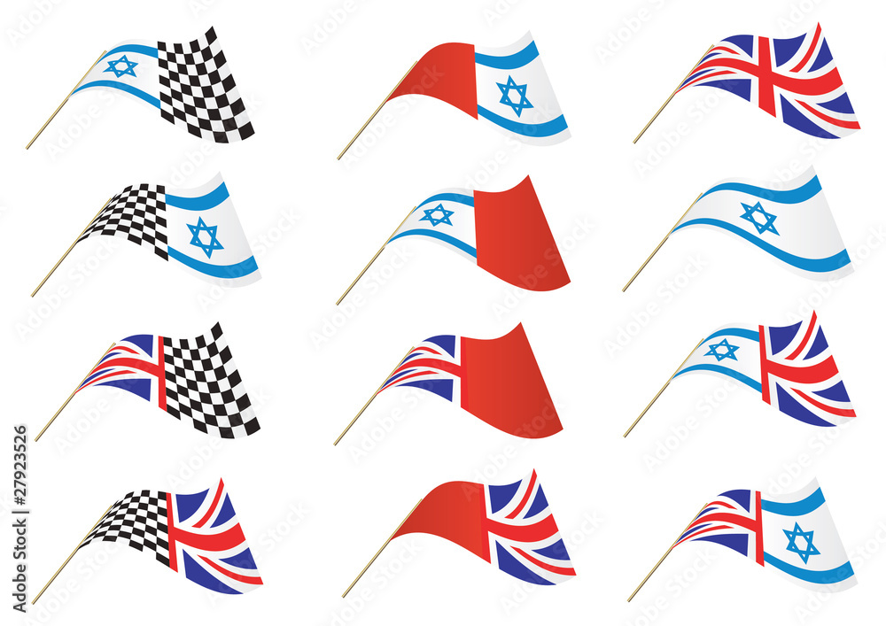 Union Jack, Star of David and Chequered Flag, Vector. Stock Vector ...