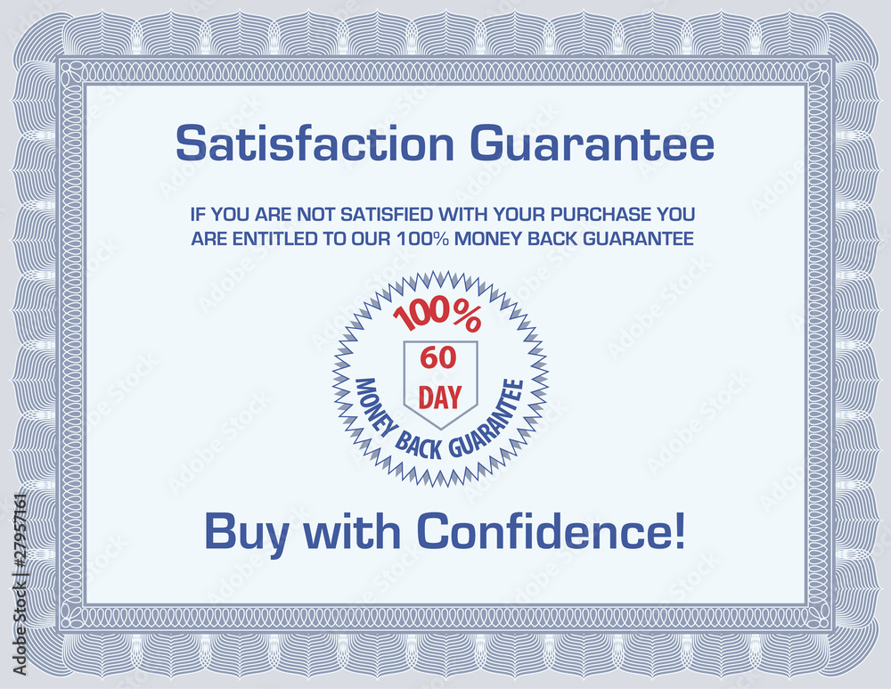 Satisfaction guarantee template. Blank, with sample text Stock Vector ...
