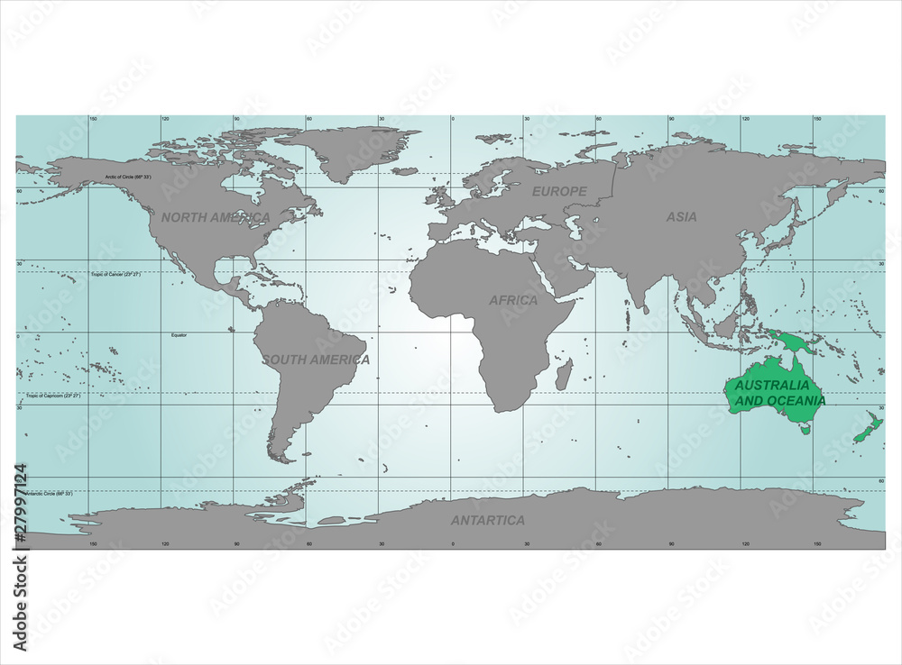 Detailed World Map with Names of Continent and Countries, vector Stock ...