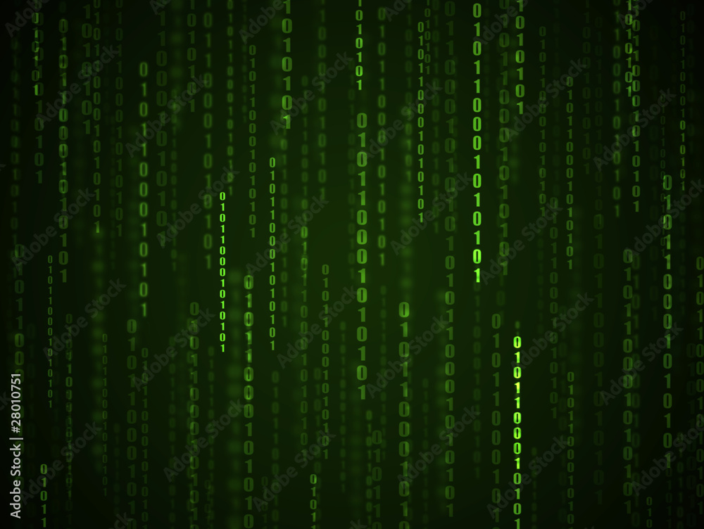 Binary language background. Green numbers on computer screen. Stock ...