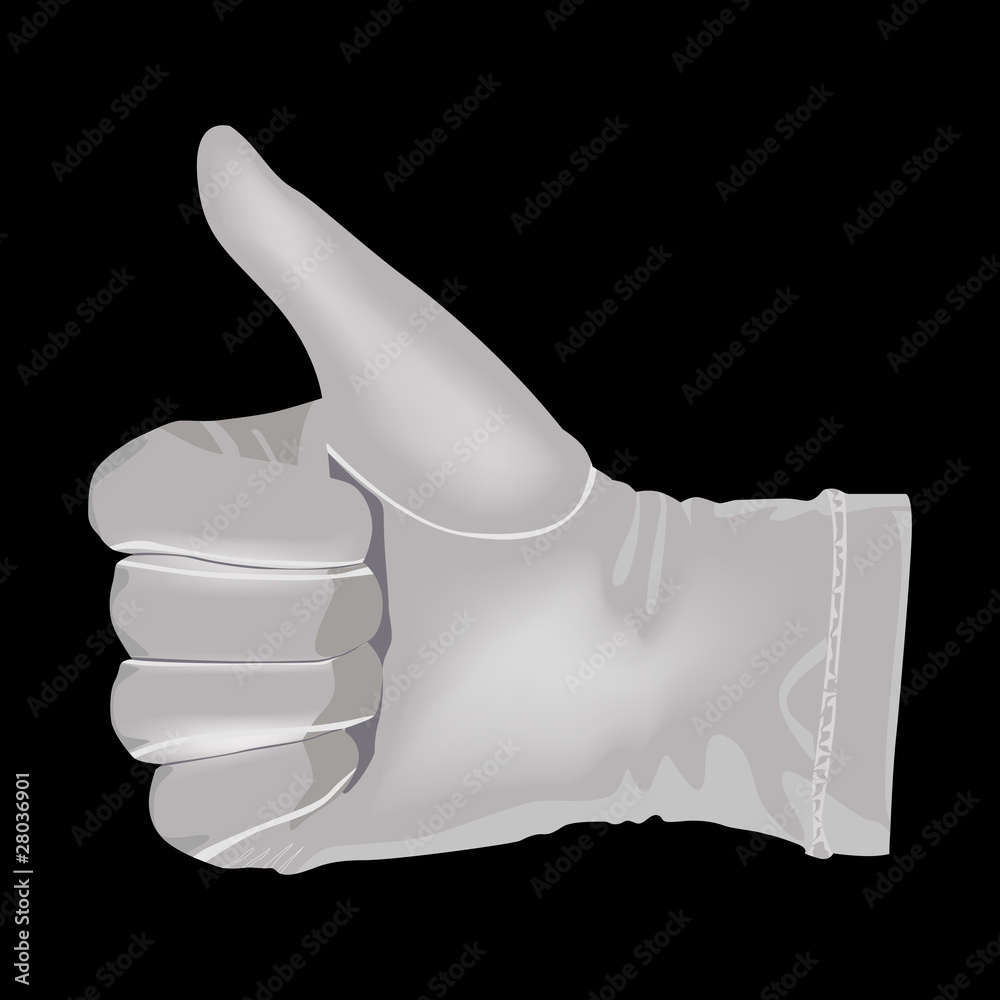 Hand in a white glove shows a symbol of victory Stock Vector | Adobe Stock