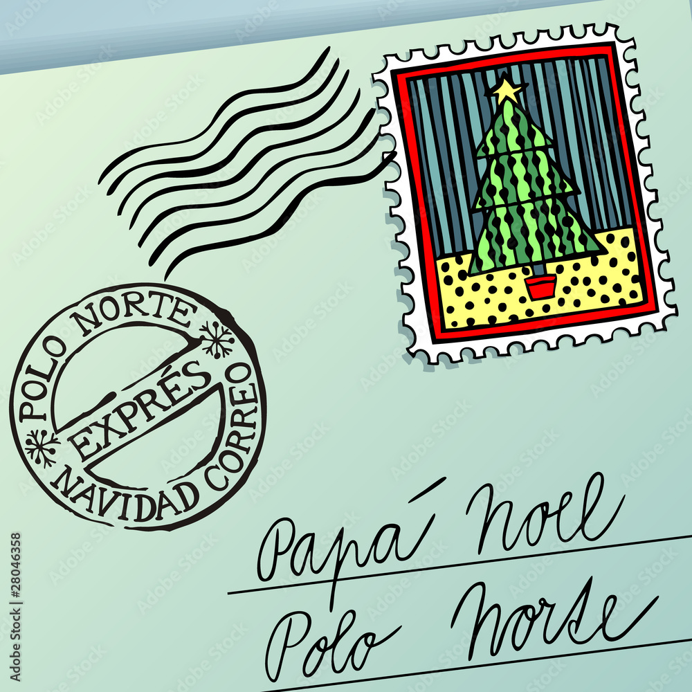 Escrito para Papa Noel, letter for Papa Noel Stock Vector | Adobe Stock