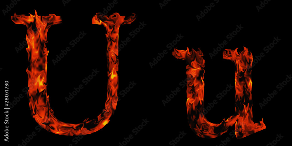 High resolution flame fonts isolated on black background Stock ...
