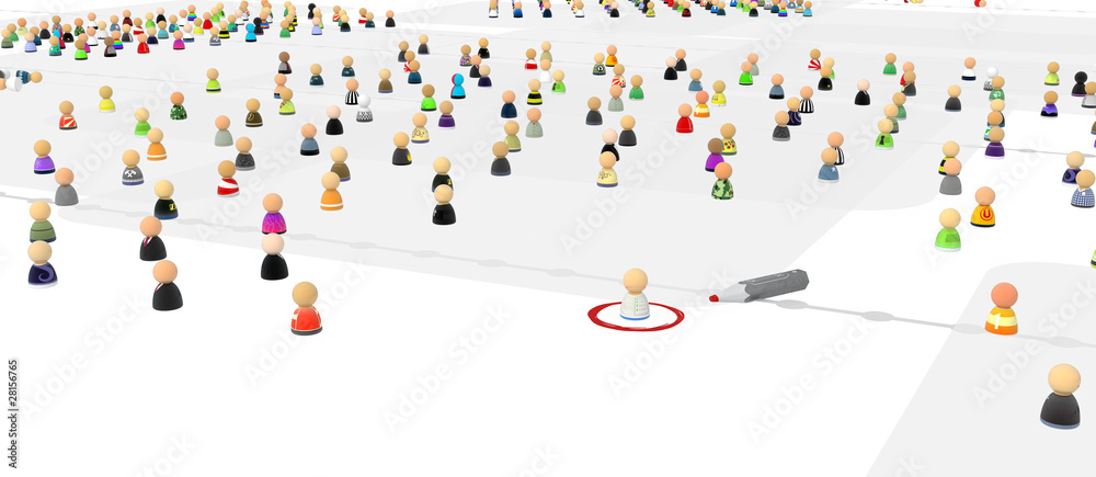 Cartoon Crowd, Circled One Stock Illustration | Adobe Stock