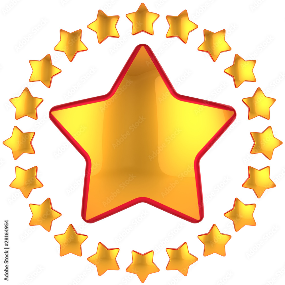 Golden star with little stars arranged as circle border around Stock ...