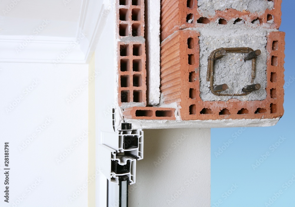 facade wall cross section of pvc window Stock Photo | Adobe Stock