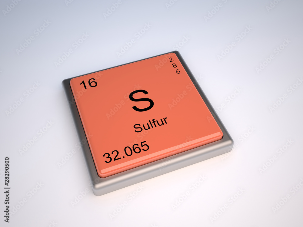 Sulfur chemical element of the periodic table with symbol S Stock ...