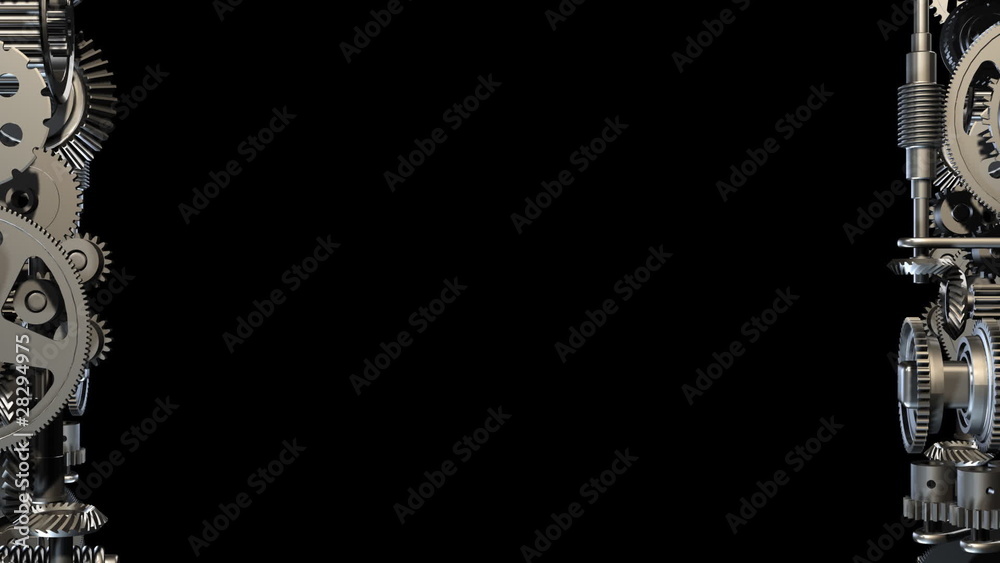 3d border witch clockwork machine. Seamless loop. Alpha channel. Stock ...