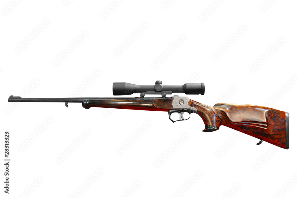hunting rifle with scope isolated Stock Photo | Adobe Stock