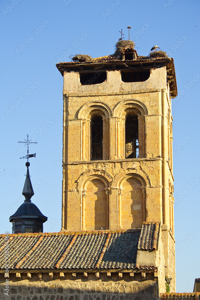 Torre de la iglesia de los santos Justo y Pastor, Segovia Stock Photo ...