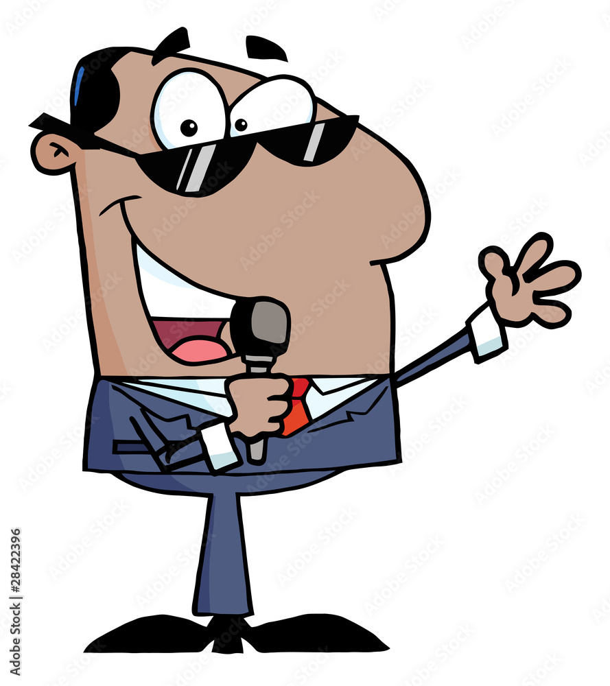 Hispanic Tv Show Host Talking Through A Microphone Stock Vector | Adobe ...