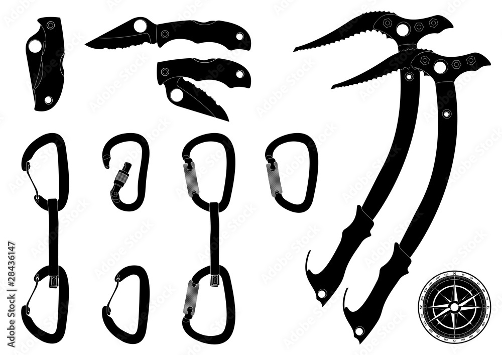 Professional mountain climbers equipment vector set Stock Vector ...