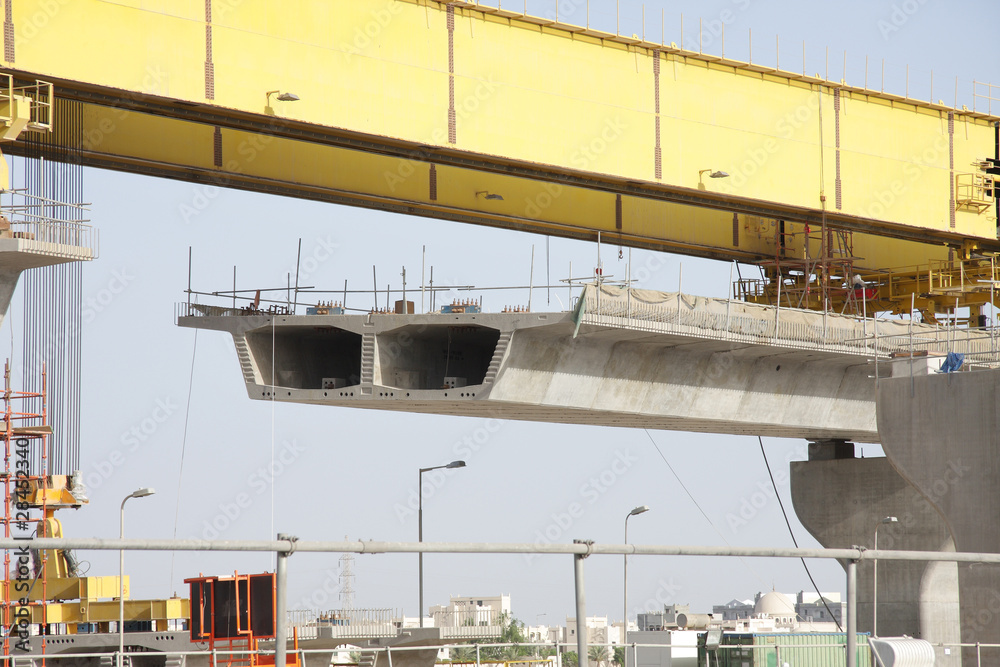 Extended precasted pier segment and the lifting beam Stock Photo ...