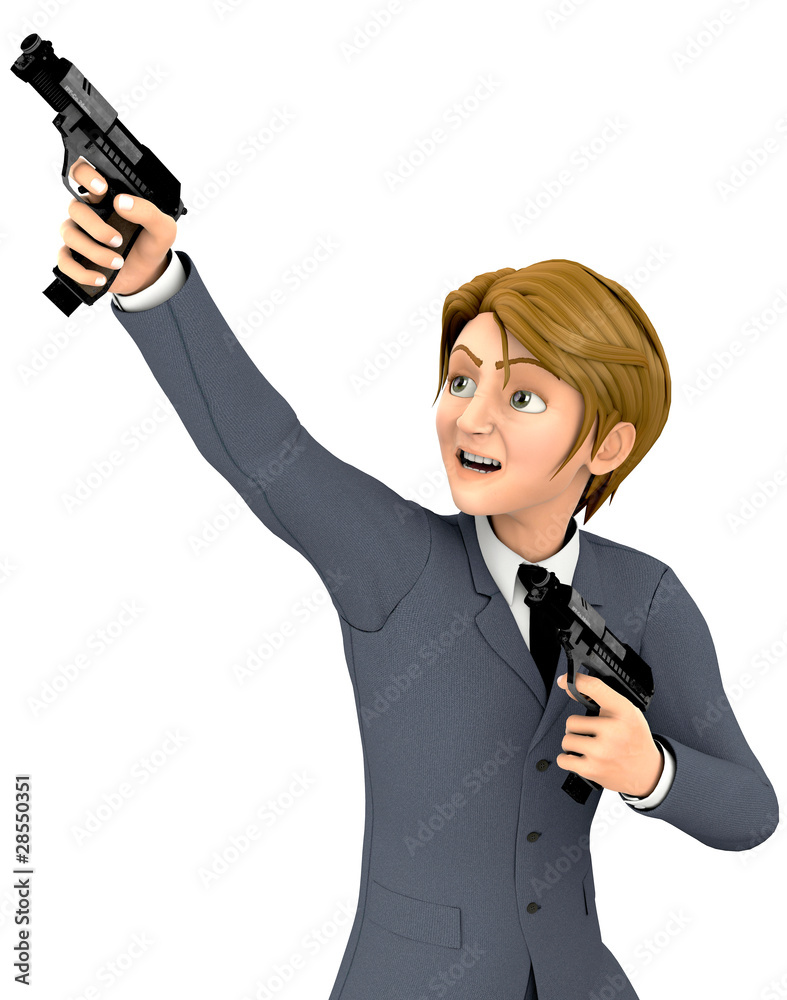 businessman cartoon in angry agent whit pistol Stock-Illustration ...