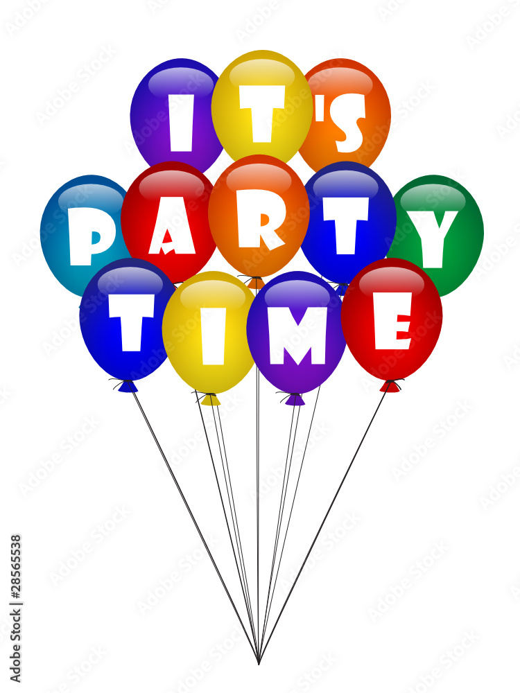 IT’S PARTY TIME (balloons celebration happy birthday christmas) Stock ...