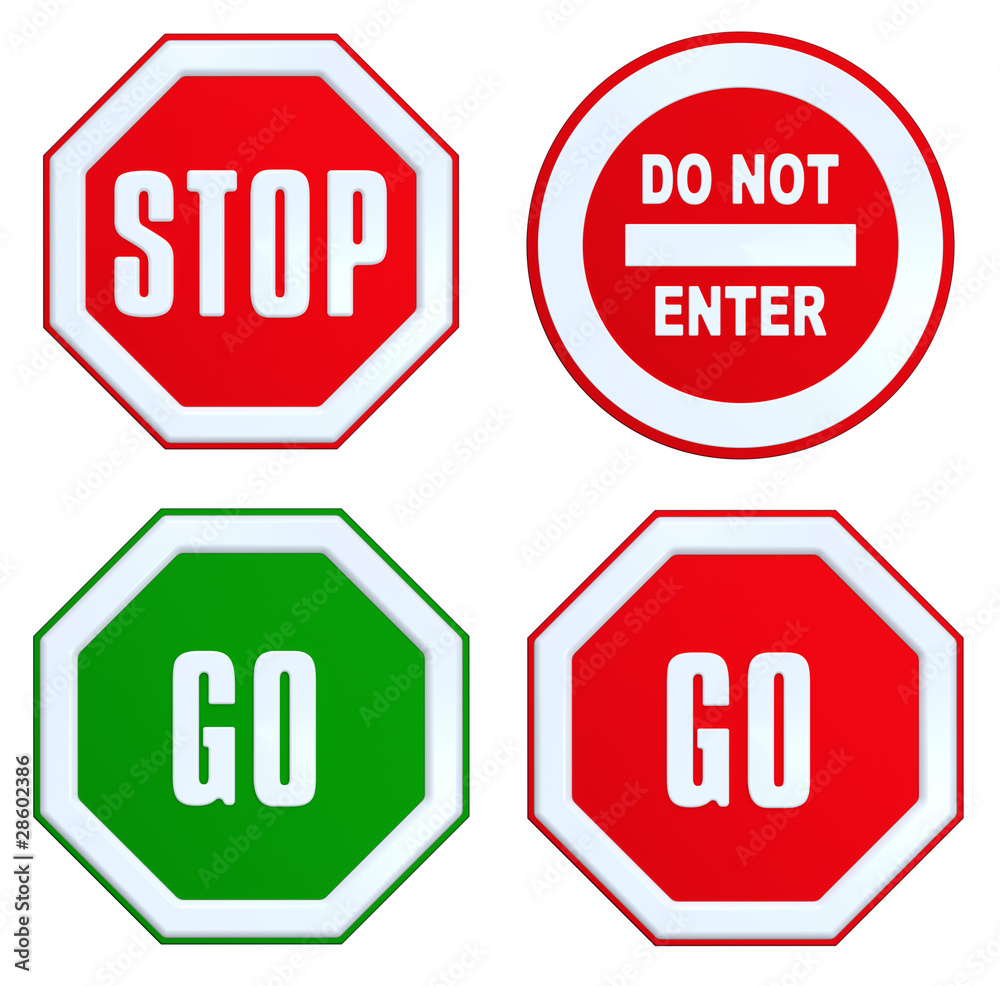 Set of STOP, GO, DO NOT ENTER sign Stock Illustration | Adobe Stock
