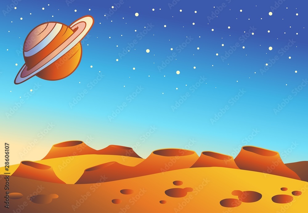 Cartoon red planet landscape Stock Vector | Adobe Stock