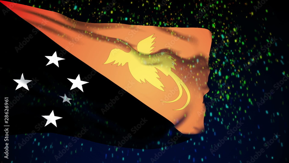 Papua New Guinea flag waving. snow background. Stock Video | Adobe Stock