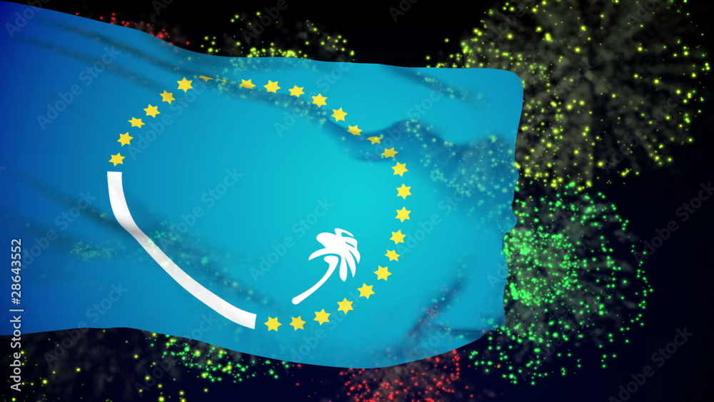 SPC flag waving. Fireworks background. Seamless loop. Stock Video ...