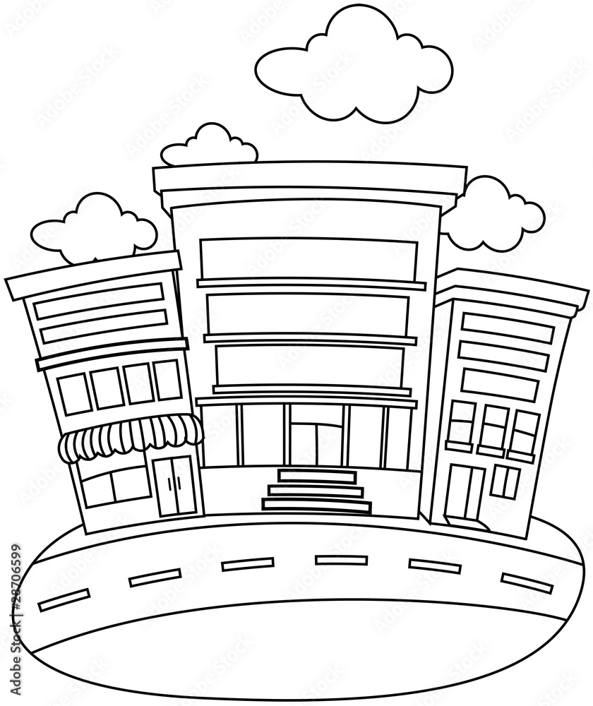 Line Art Building Stock Vector | Adobe Stock