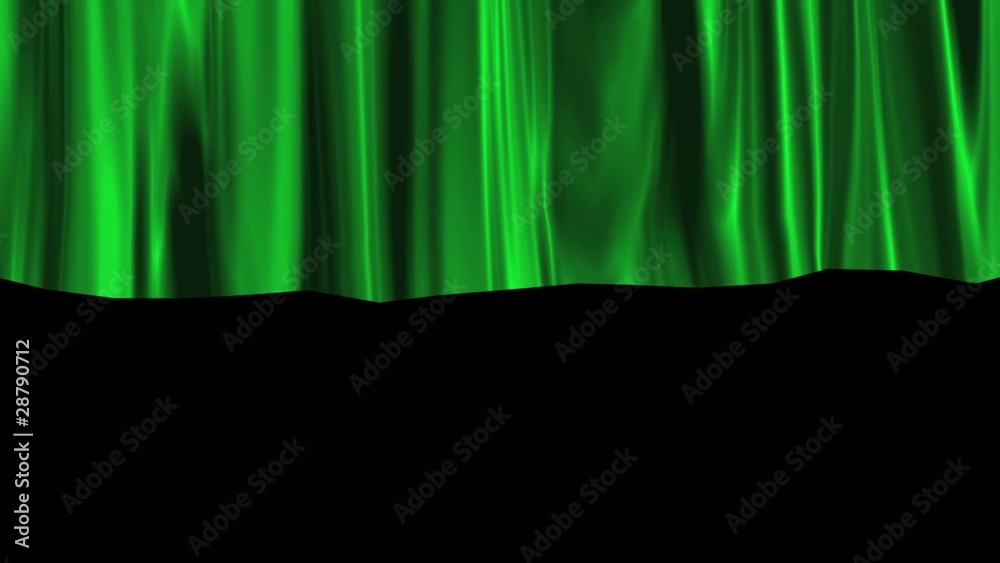 Green stage curtain rising up and opening. Stock Video | Adobe Stock