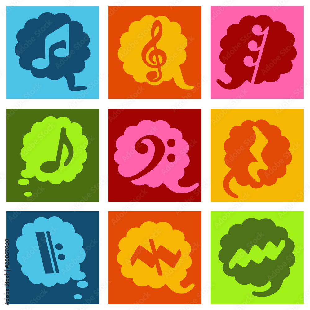 Pictogrammes notes symboles musique multicolore Stock Vector | Adobe Stock