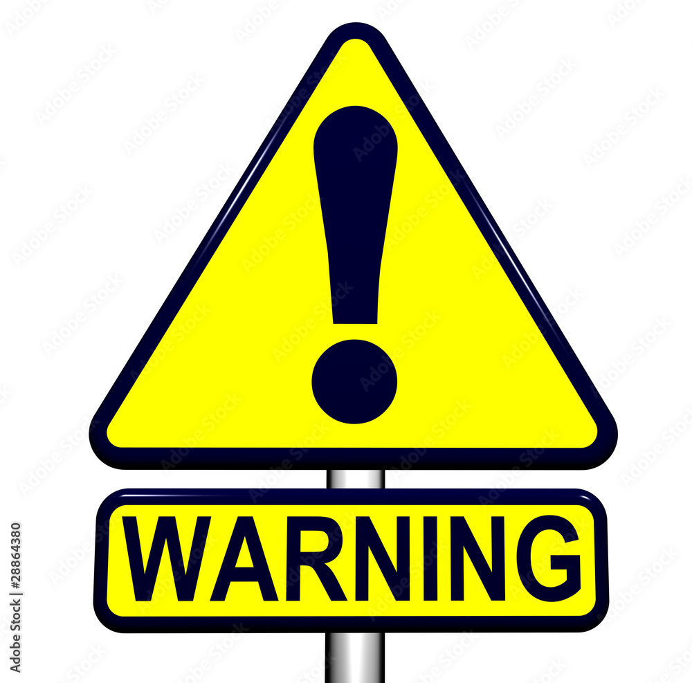 Yellow warning sign against a white background Stock Illustration ...