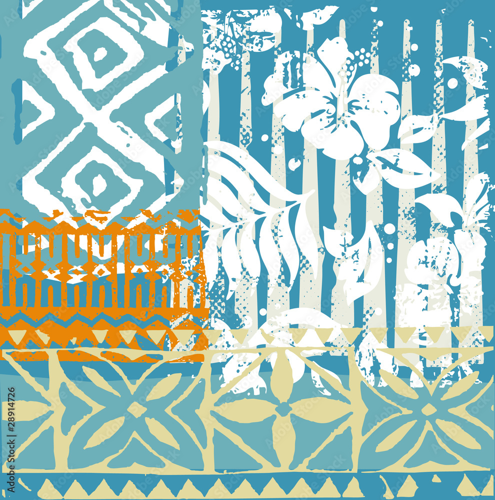 hawaiian pattern patchwork Stock Vector | Adobe Stock