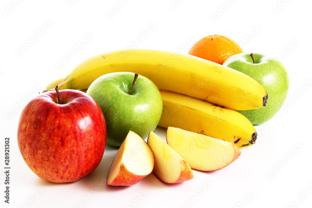 Fruchtmix - Apfel, Bananen, Orange Stock-Foto | Adobe Stock