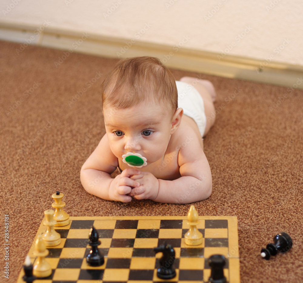 baby and chess Stock Photo | Adobe Stock