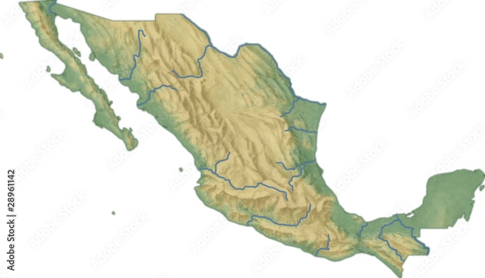 Mexico map with shaded relief Stock Illustration | Adobe Stock