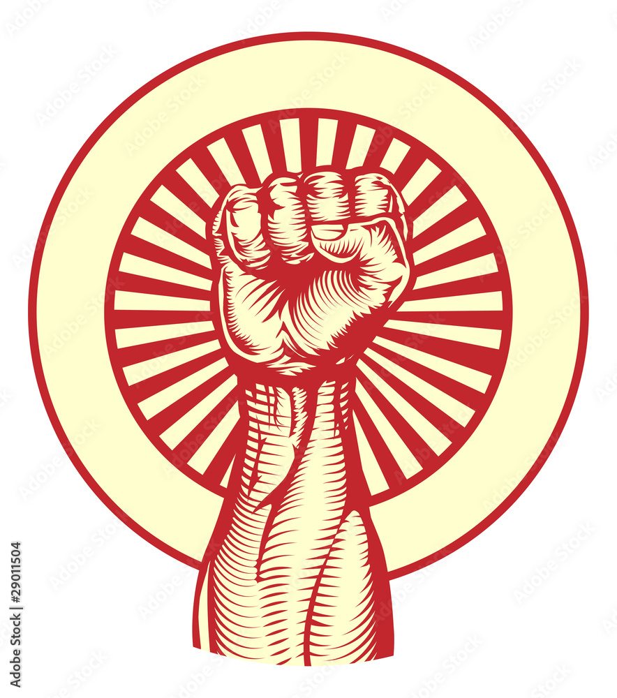 Soviet propaganda poster style fist Stock Vector | Adobe Stock