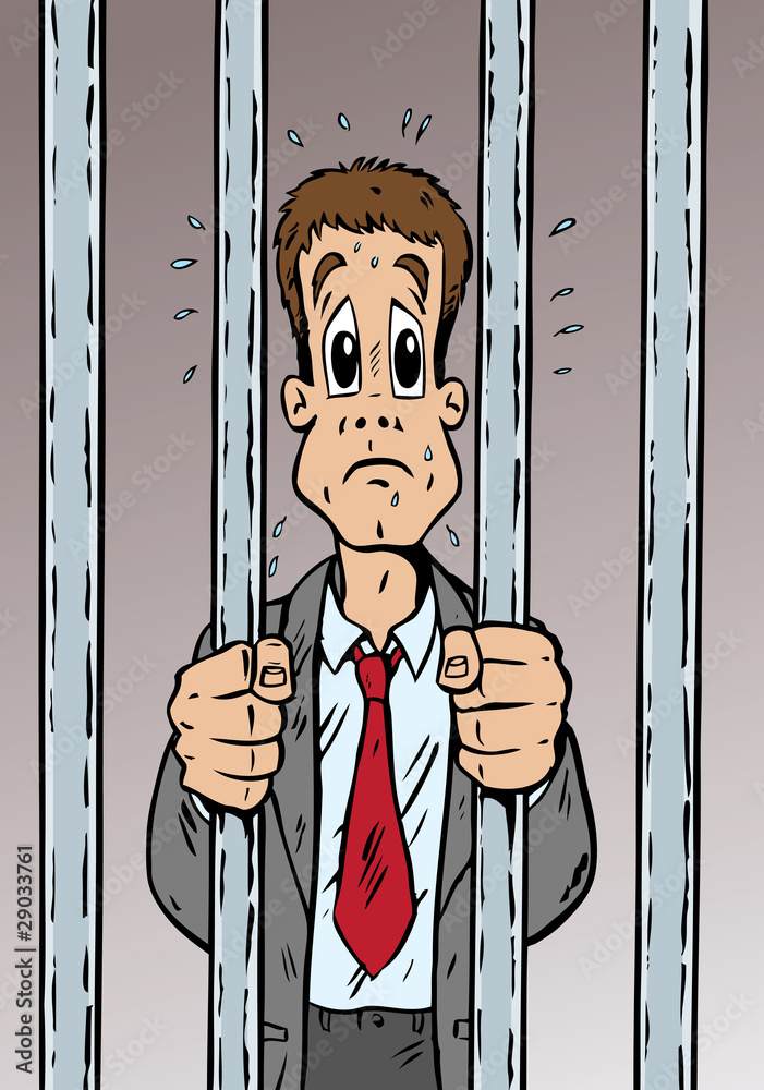 Cartoon of a man arrested and quite scared Stock Vector | Adobe Stock