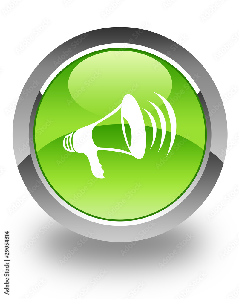 Announcement Speaker icon on green button Stock Illustration | Adobe Stock