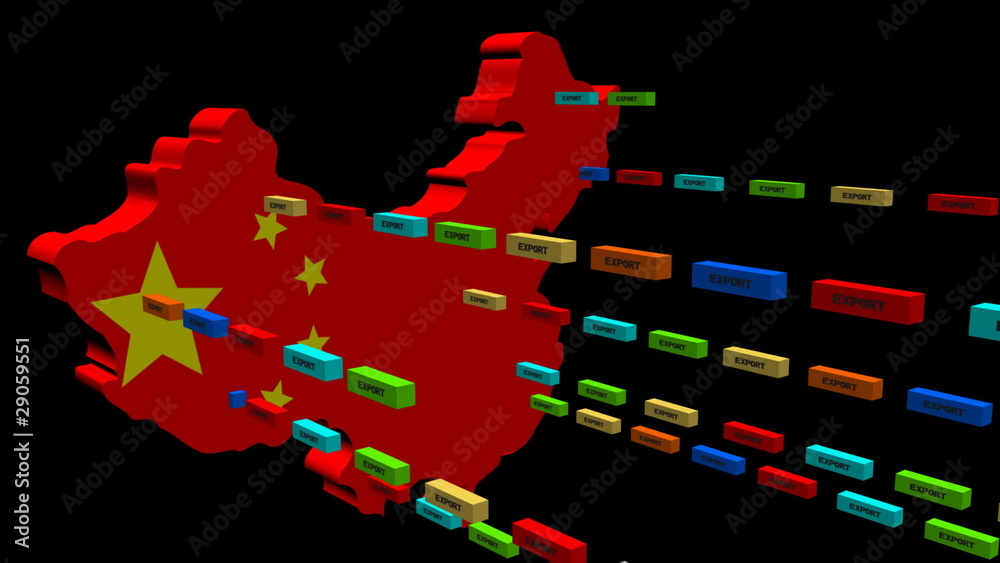 China map with lines of export containers illustration Stock Video ...