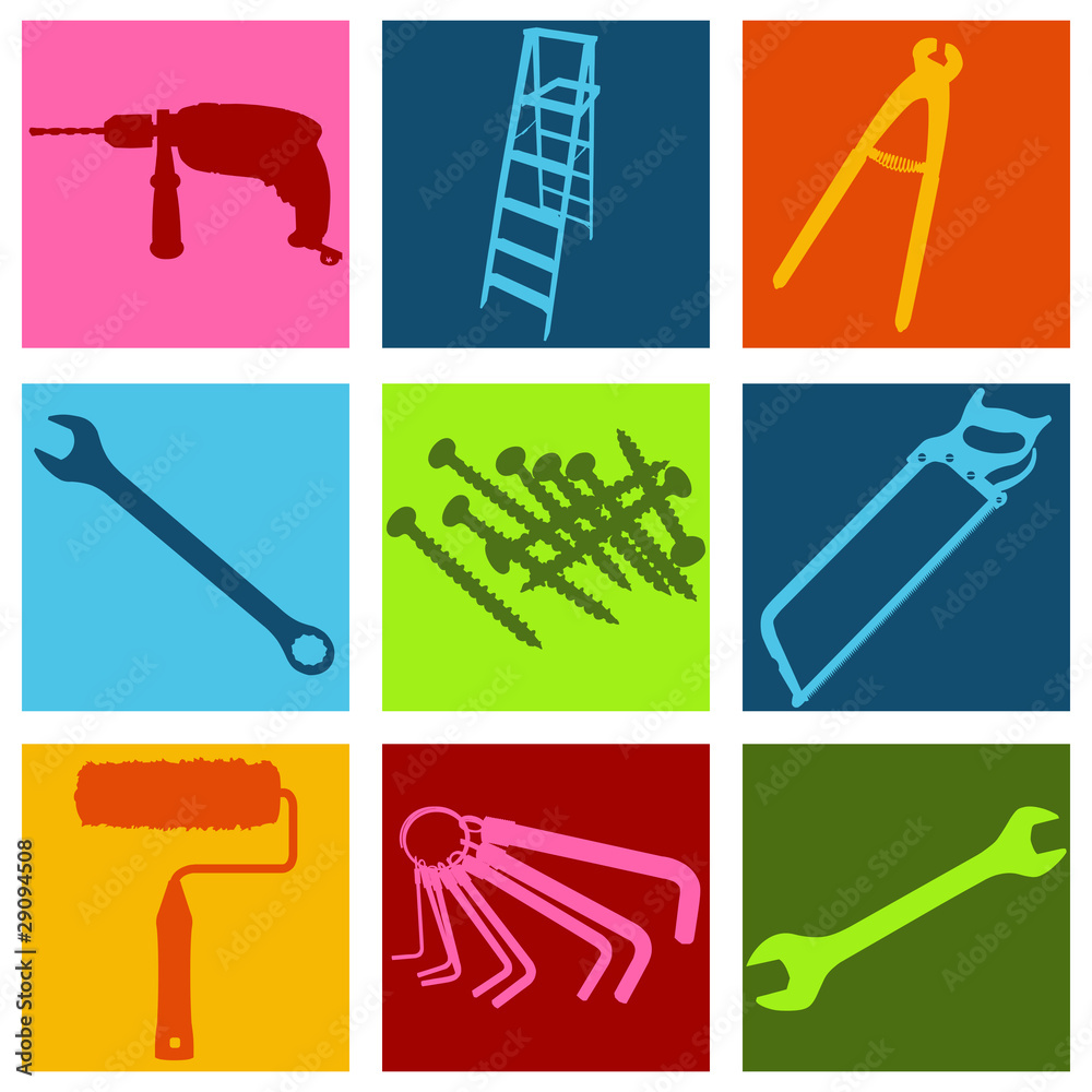 Pictogrammes outils multicolore Stock Vector | Adobe Stock