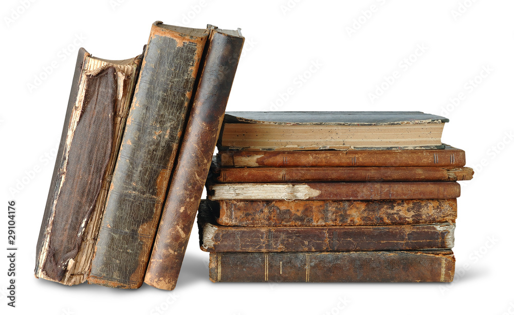 Isolated books. Stack of old books isolated on white background Stock ...