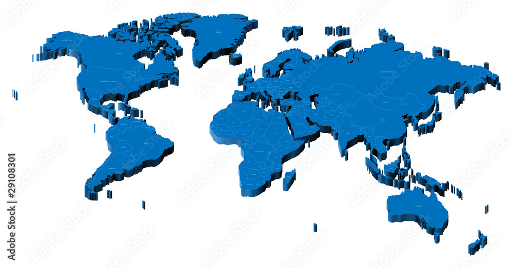 3d map of the World Stock Vector | Adobe Stock