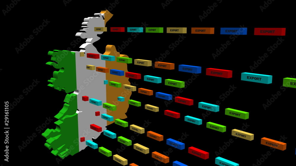 Ireland map with lines of export containers animation Stock Video ...
