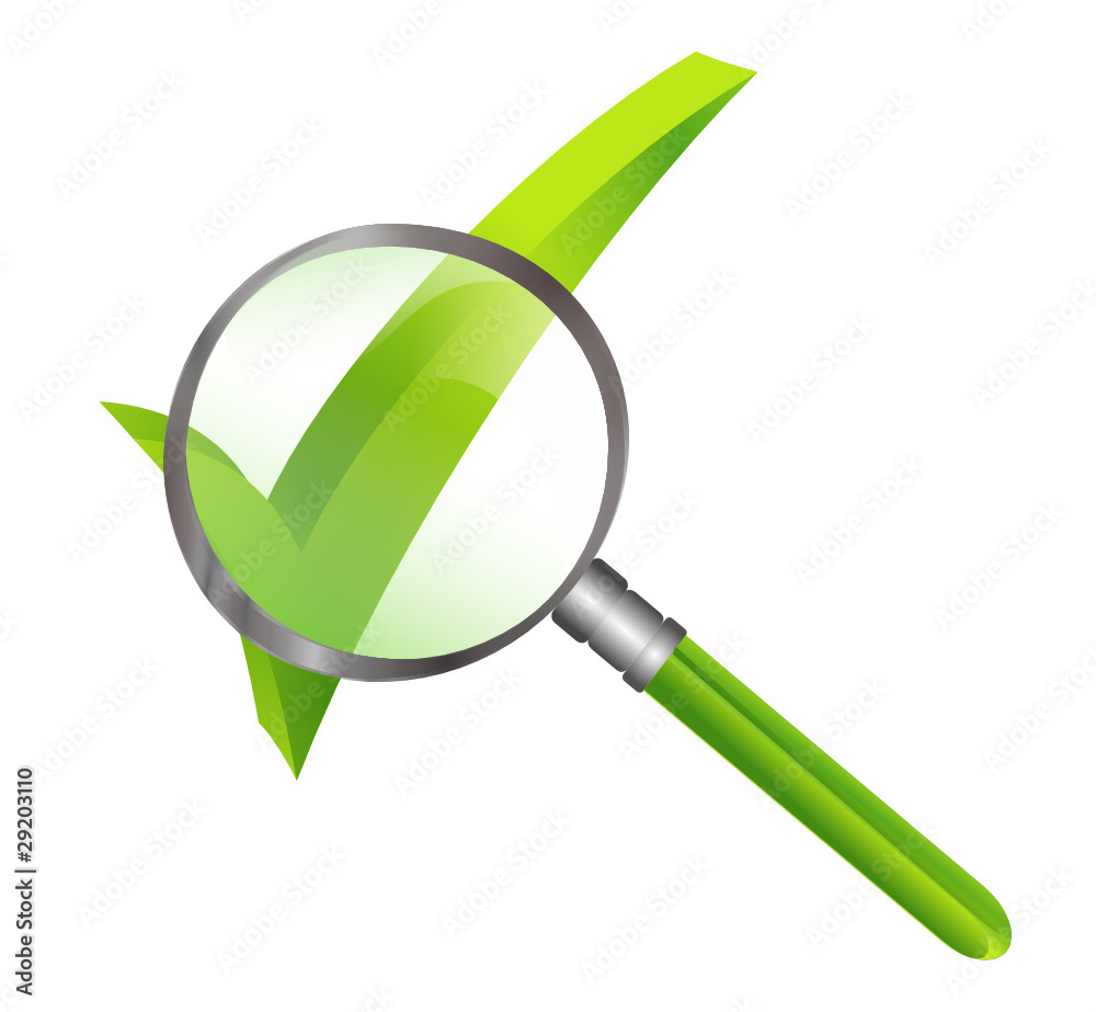 symbole vert validation loupe Stock Vector | Adobe Stock