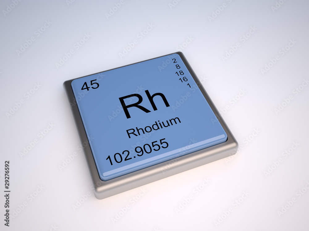 Rhodium chemical element of the periodic table with symbol Rh Stock ...