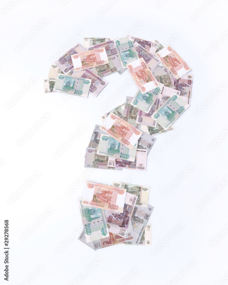 question mark with rublee banknotes Stock Illustration | Adobe Stock