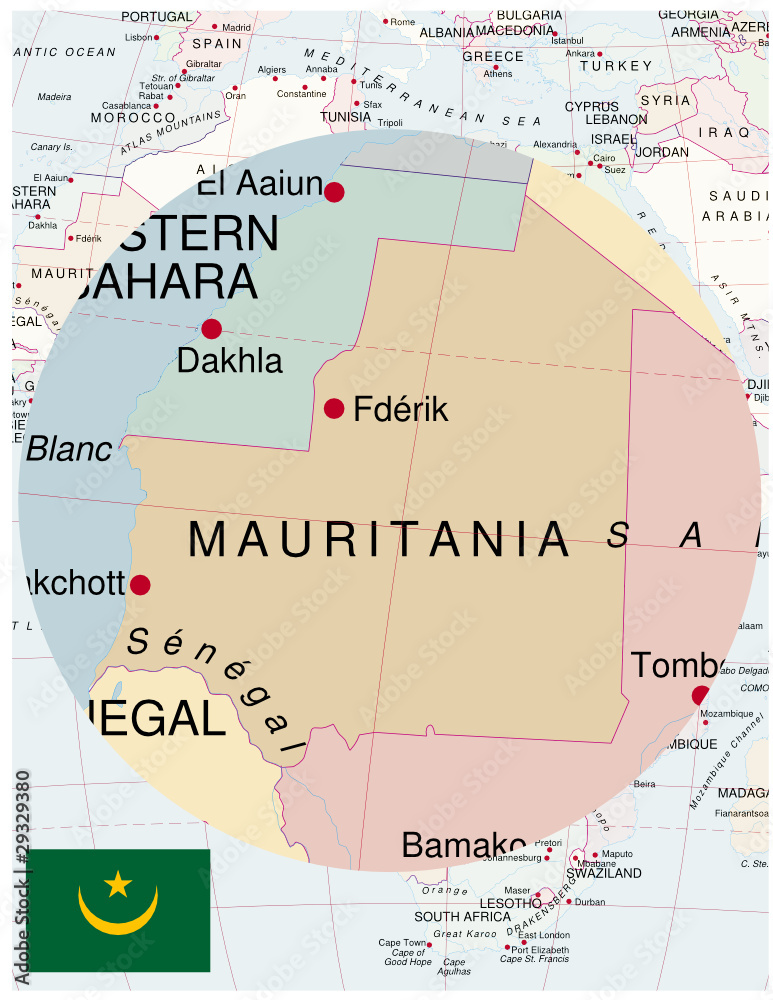 mauritania on the african map